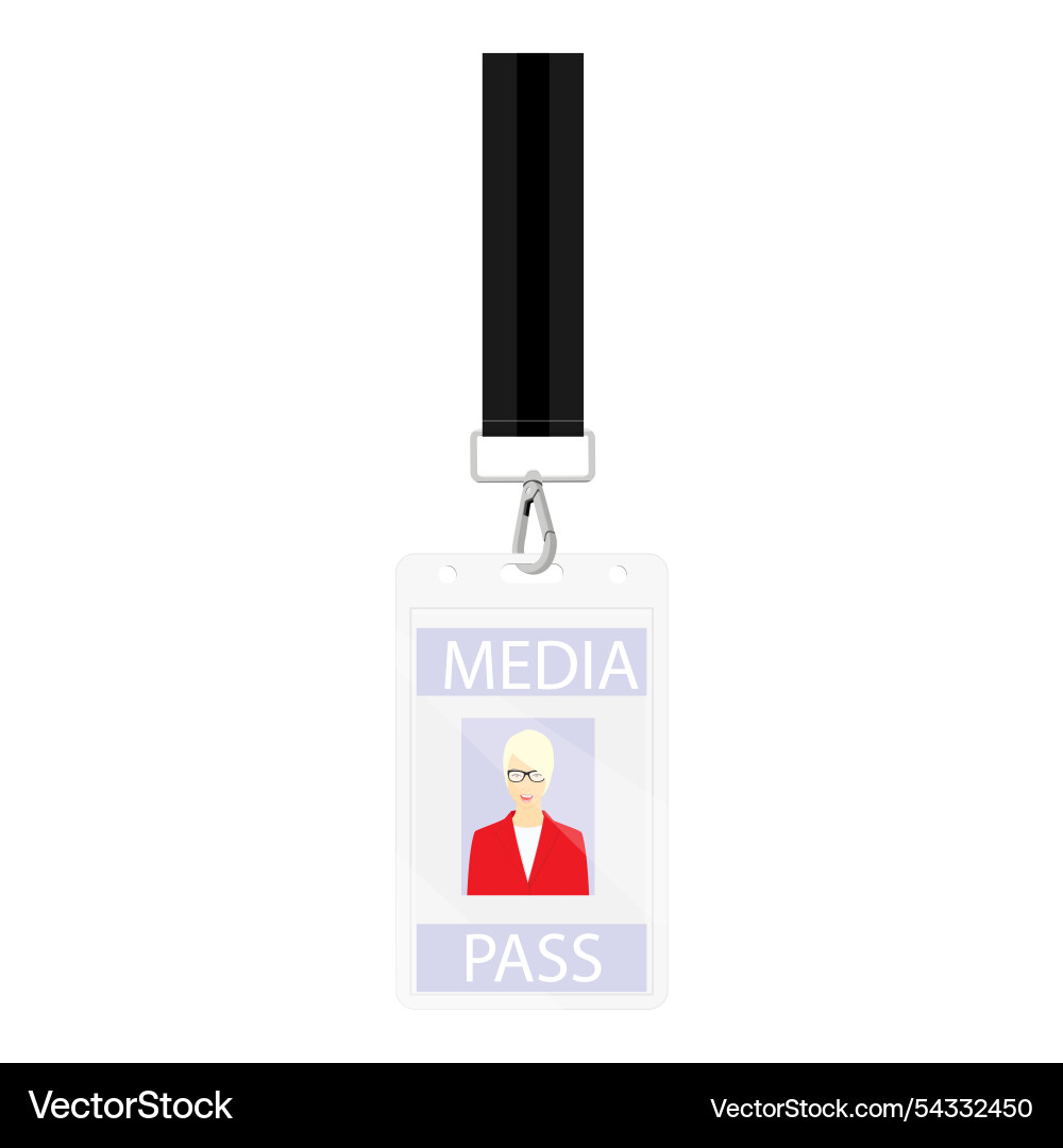 Media pass press id card Royalty Free Vector Image