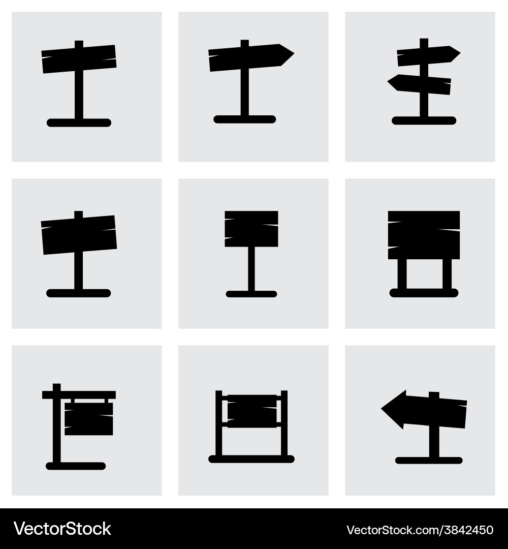 Old wood sing icon set Royalty Free Vector Image