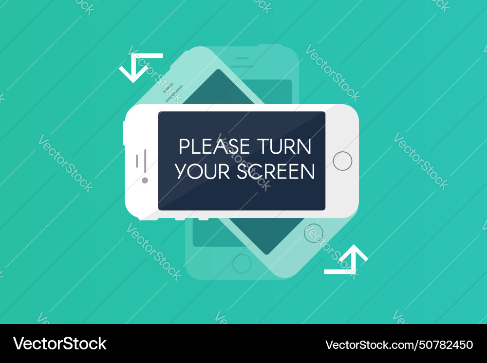 Smartphone screen turning visual instruction Vector Image