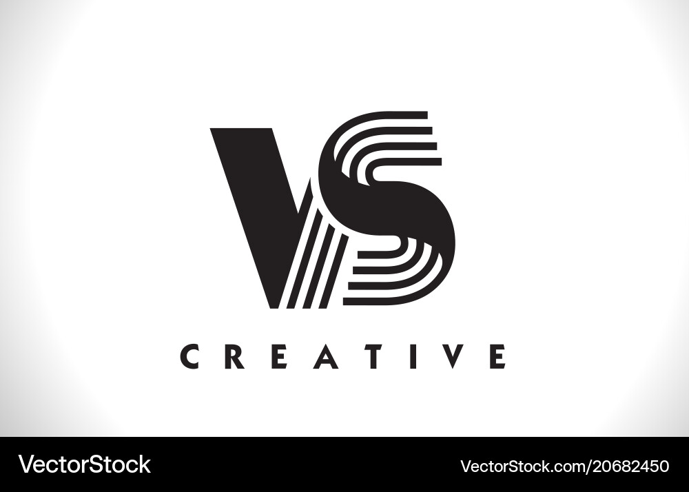 Vs logo letter with black lines design line Vector Image