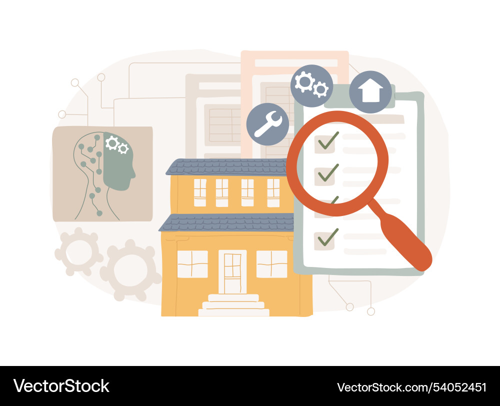Ai-supported property inspection abstract concept Vector Image