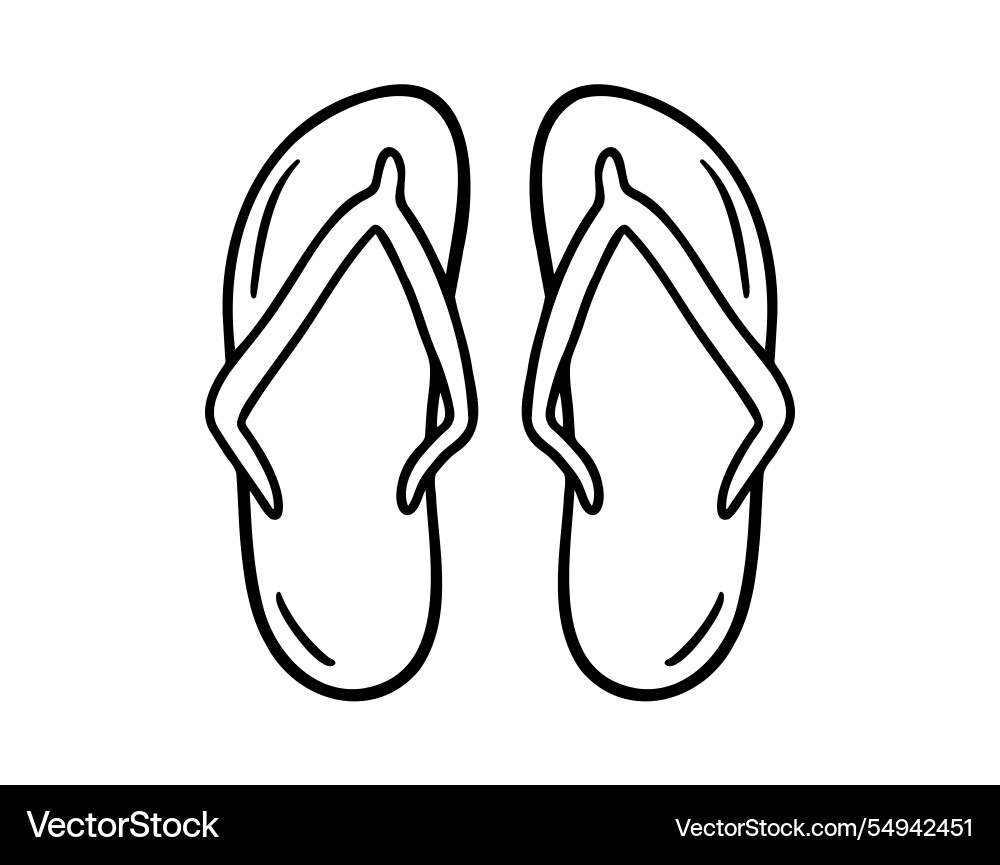 Beach slippers doodle hand drawn icon outline Vector Image