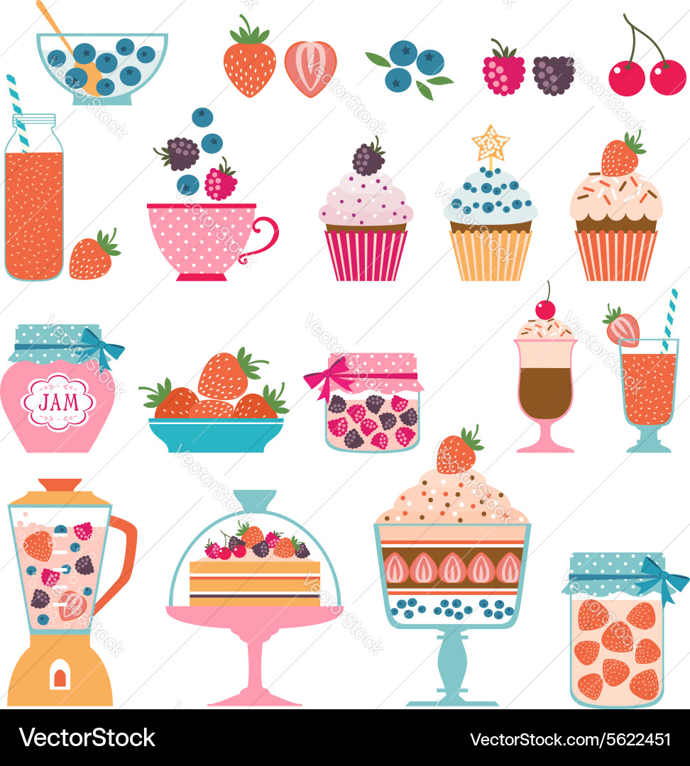 Berry Dessert Collection Royalty Free Vector Image