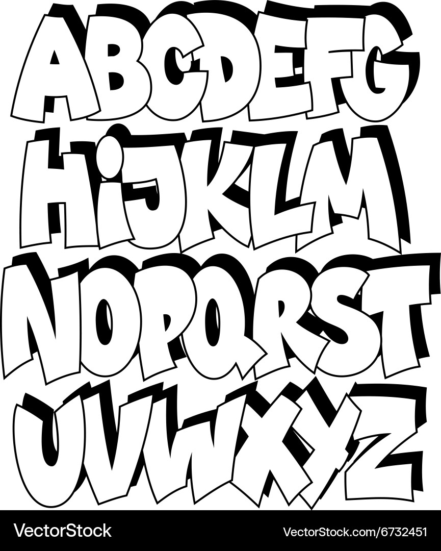 Cartoon comic graffiti font alphabet Royalty Free Vector