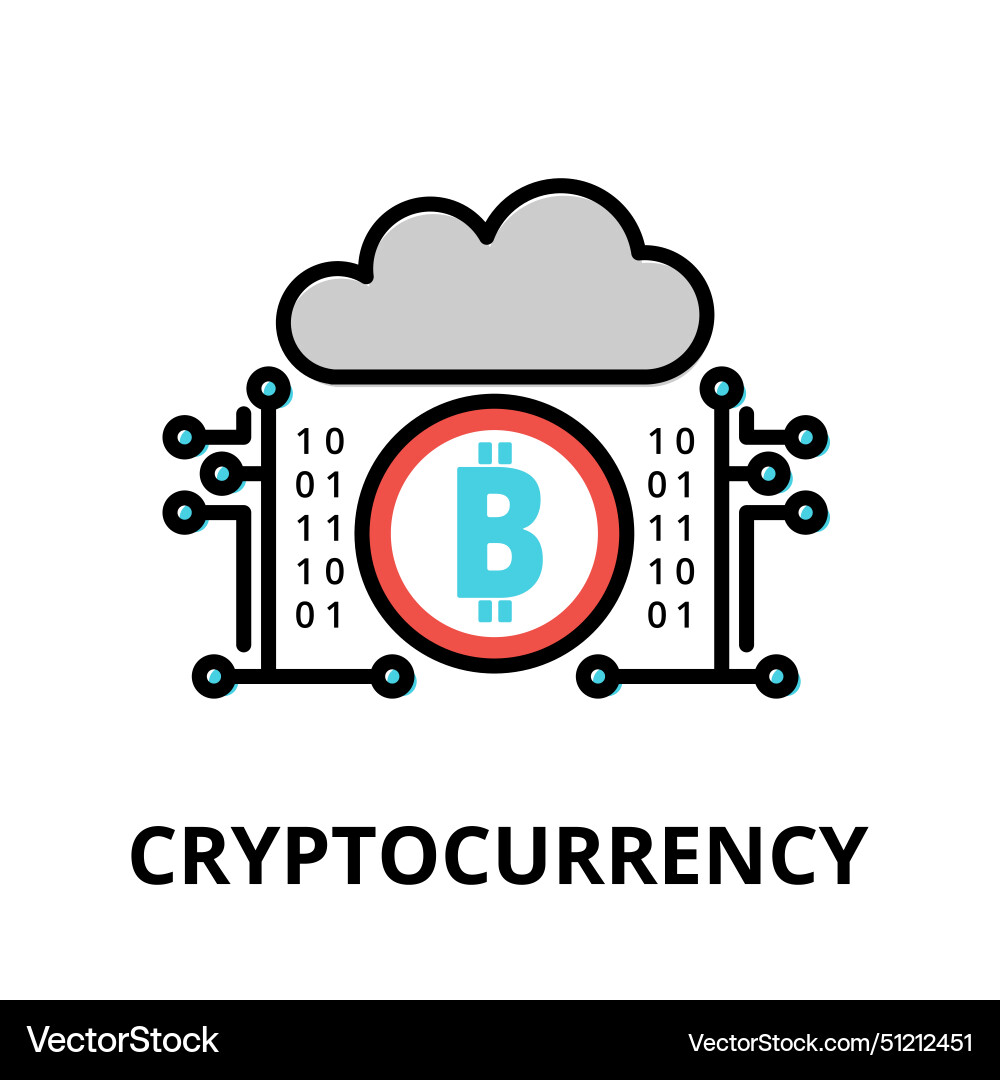 Concept of cryptocurrency icon modern flat thin Vector Image