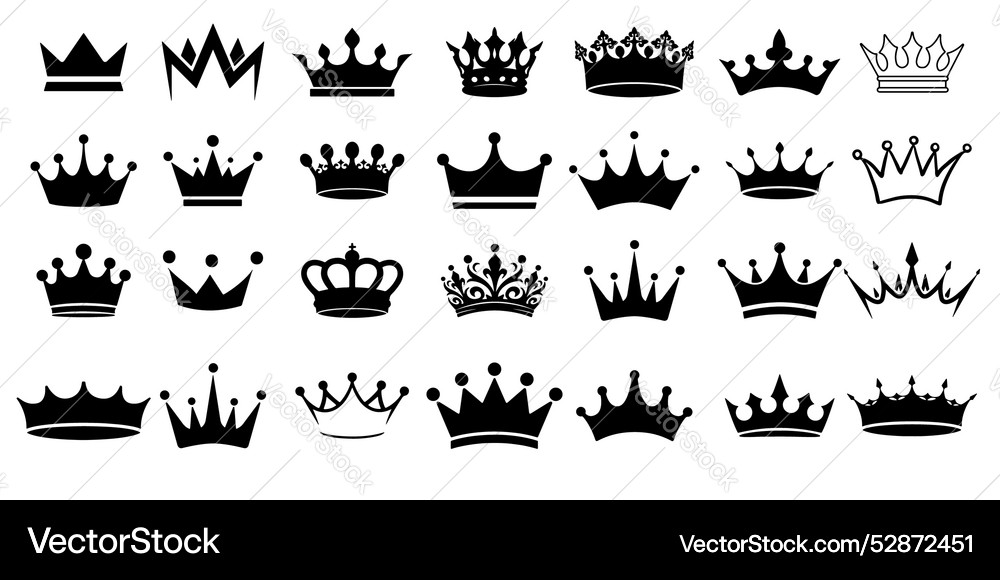 Crown collection royal luxury symbols Royalty Free Vector