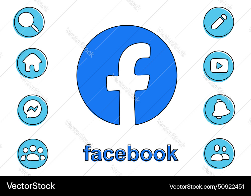 Facebook social networks color Royalty Free Vector Image