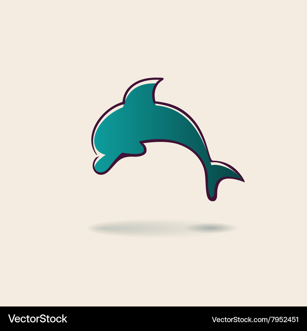 Green dolphin hand drawn sign Royalty Free Vector Image