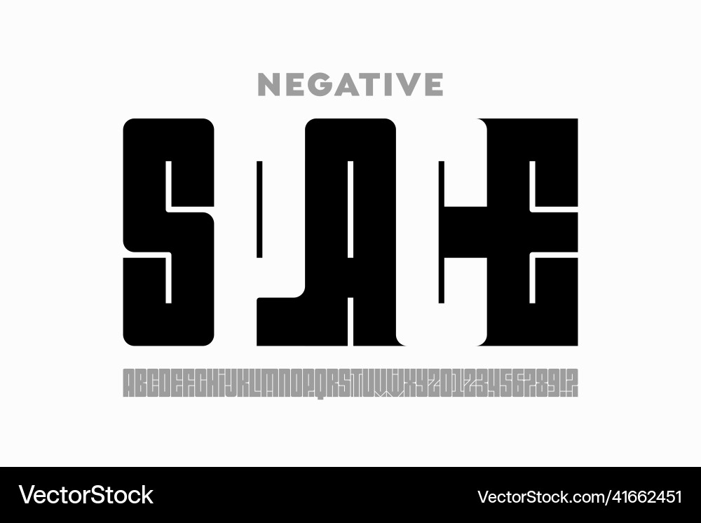 Negative space style font Royalty Free Vector Image