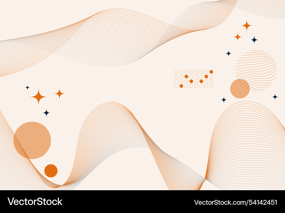 Orange wave lines abstract motion with geometric Vector Image