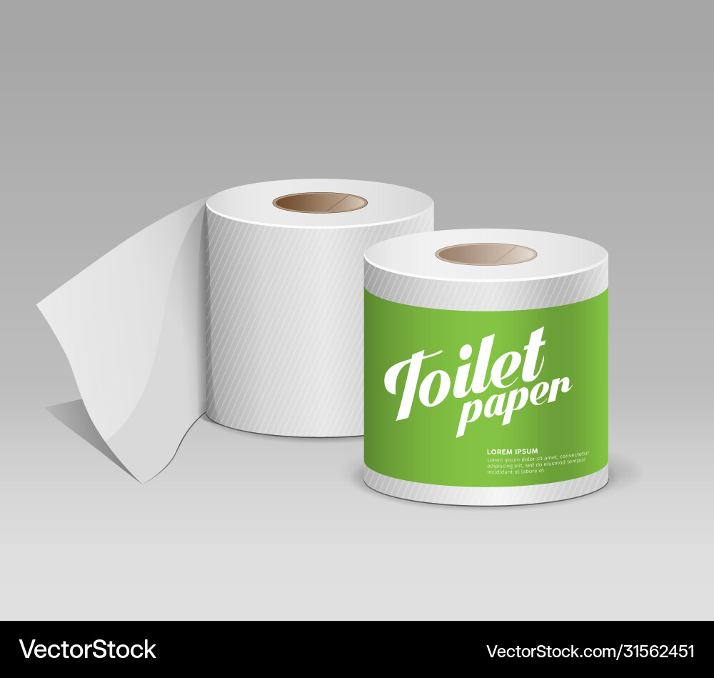 Plastic toilet paper roll green package template Vector Image