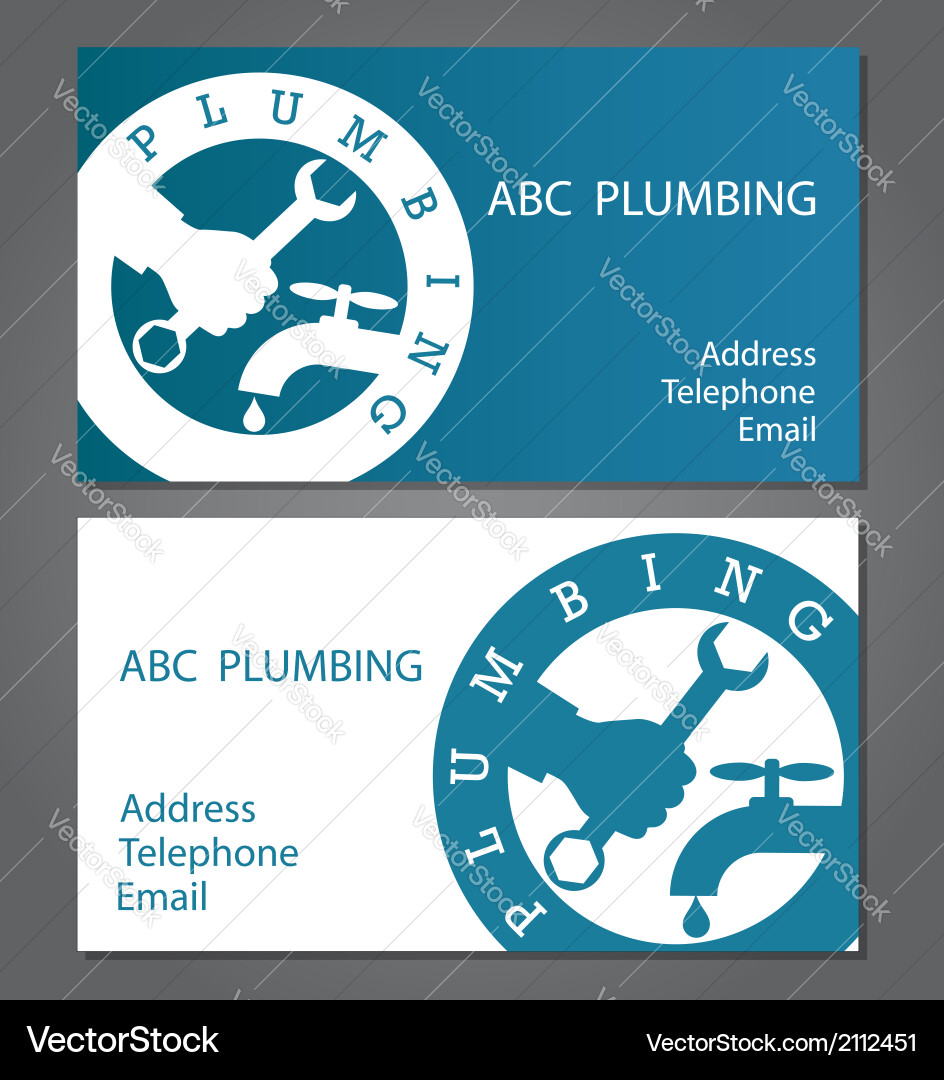 Plumbing Business Cards Royalty Free Vector Image