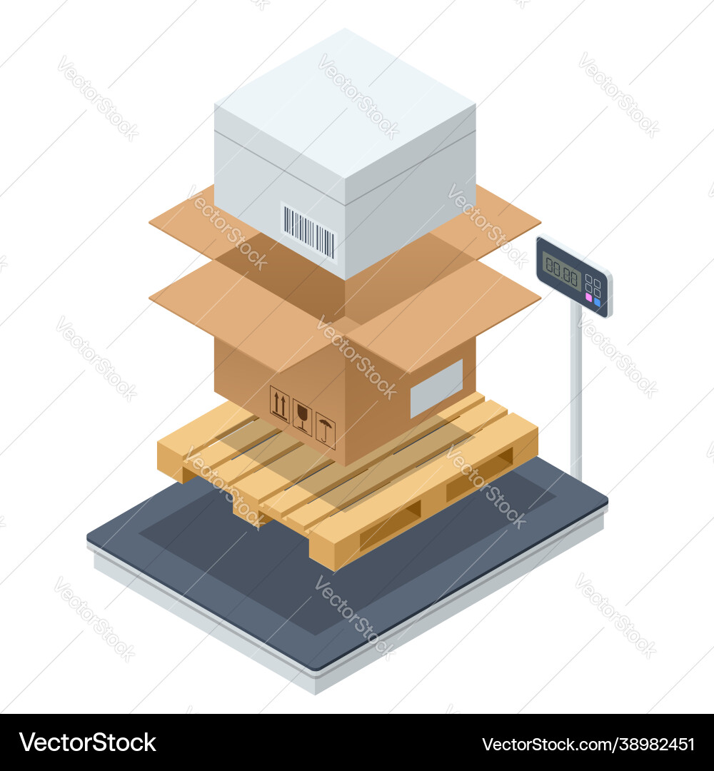Warehouse scale with parcel scales for weighing Vector Image