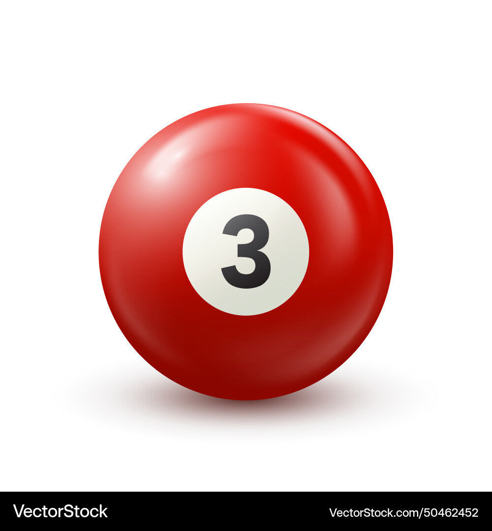 Billiardred pool ball with number 3snooker Vector Image