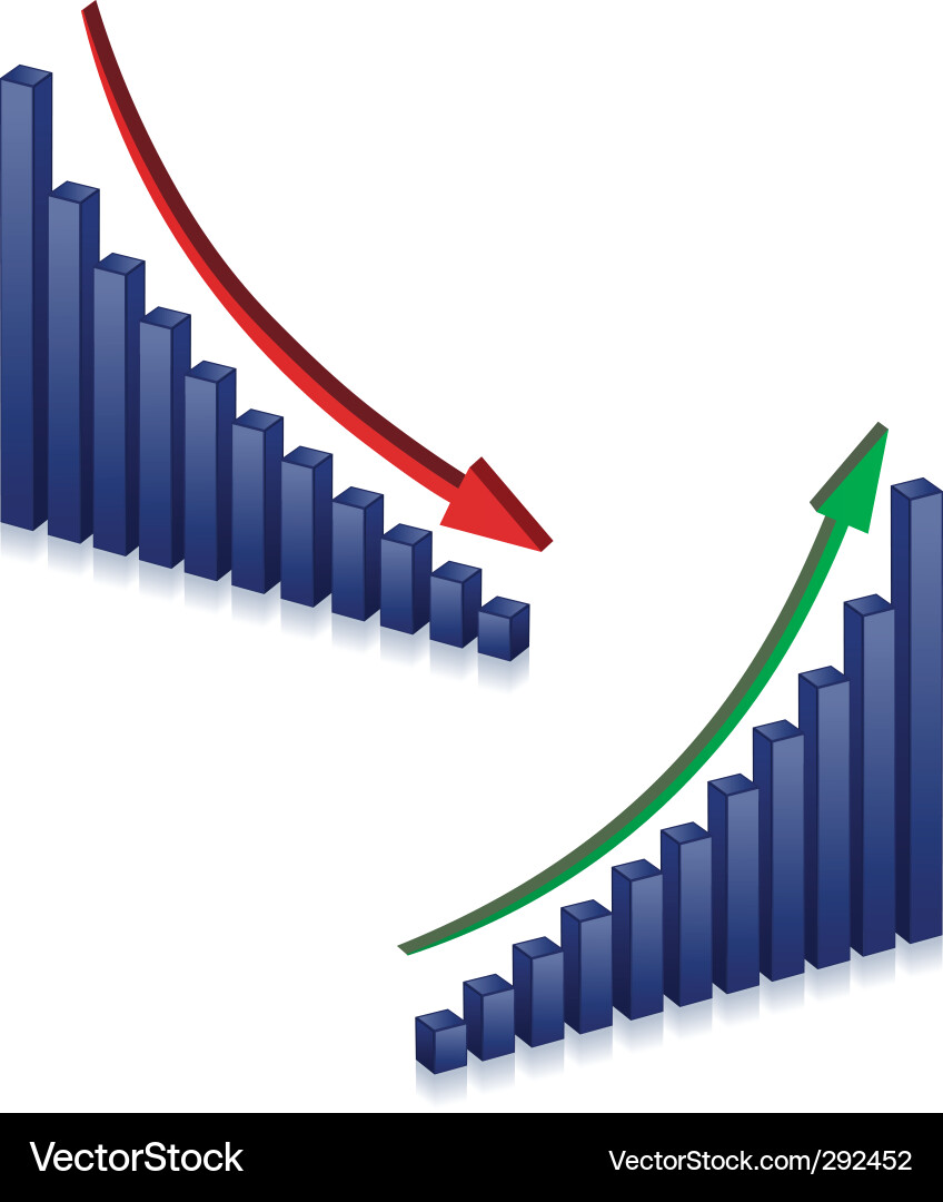 Business Decline and Growth Charts Royalty Free Vector Image