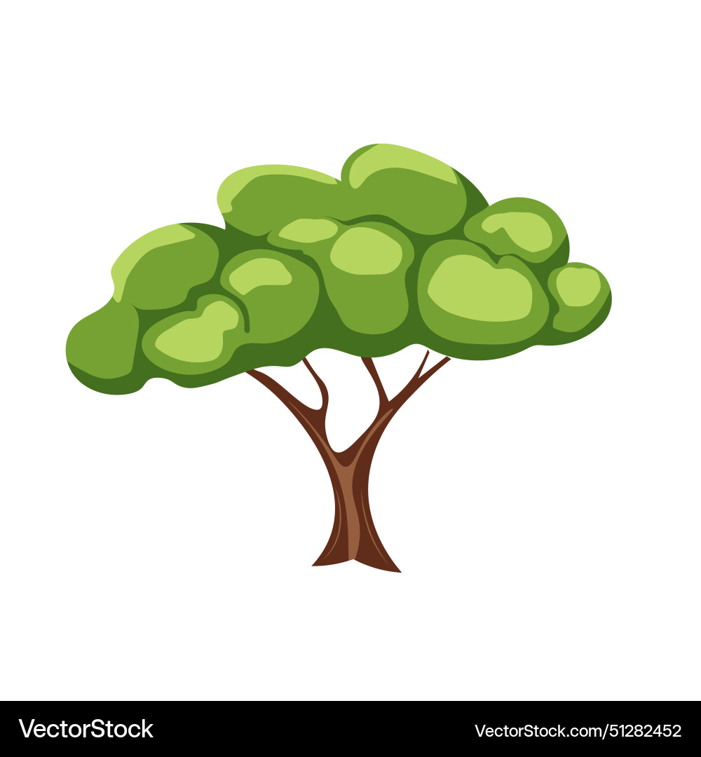 Cartoon tree with green leaves art Royalty Free Vector Image