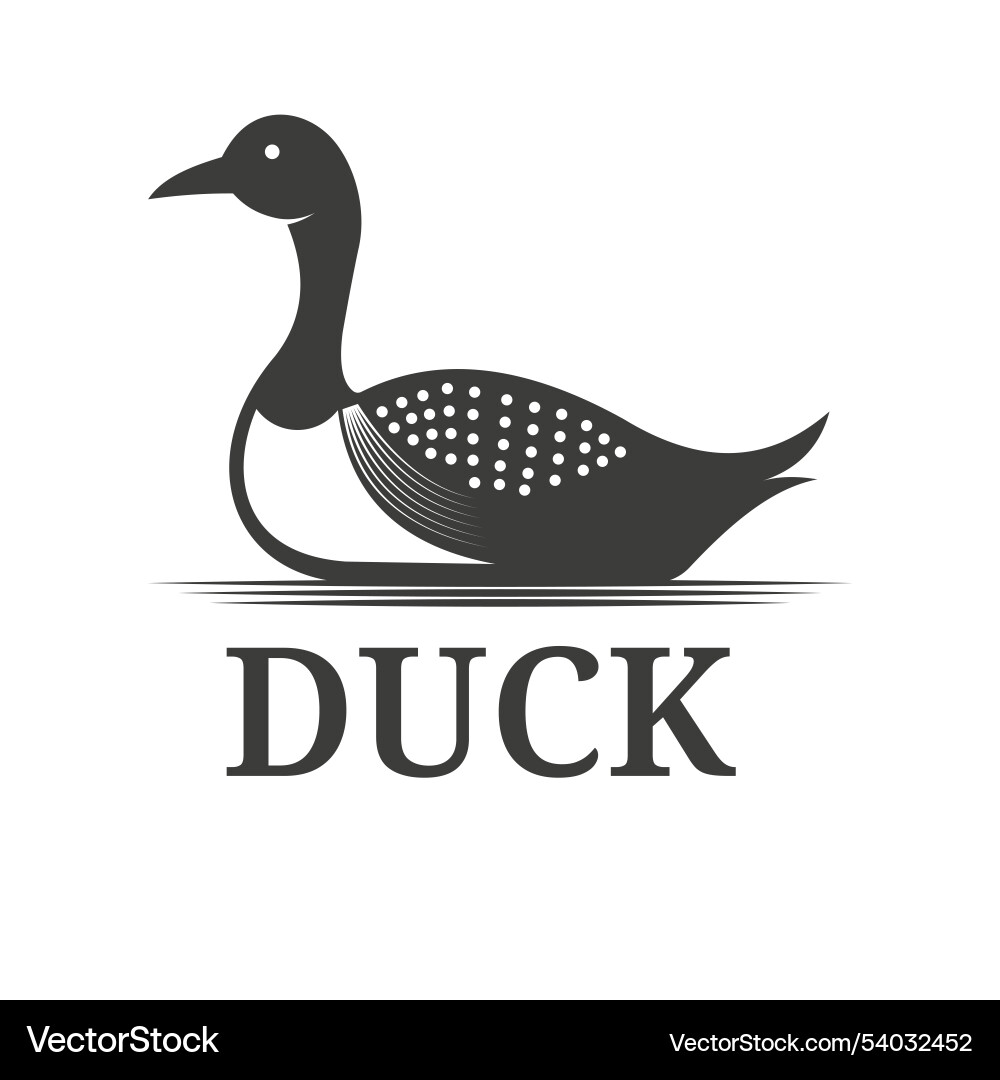 Classic duck silhouette logo minimalist design Vector Image