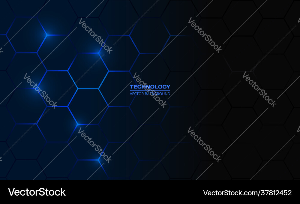 Dark blue hexagonal technology abstract background