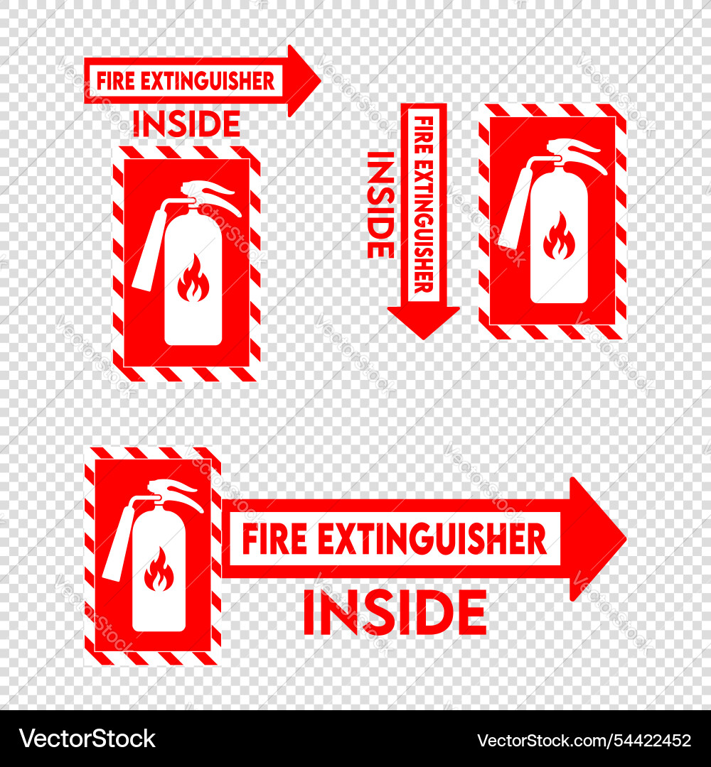 Fire extinguisher inside sign isolated Royalty Free Vector