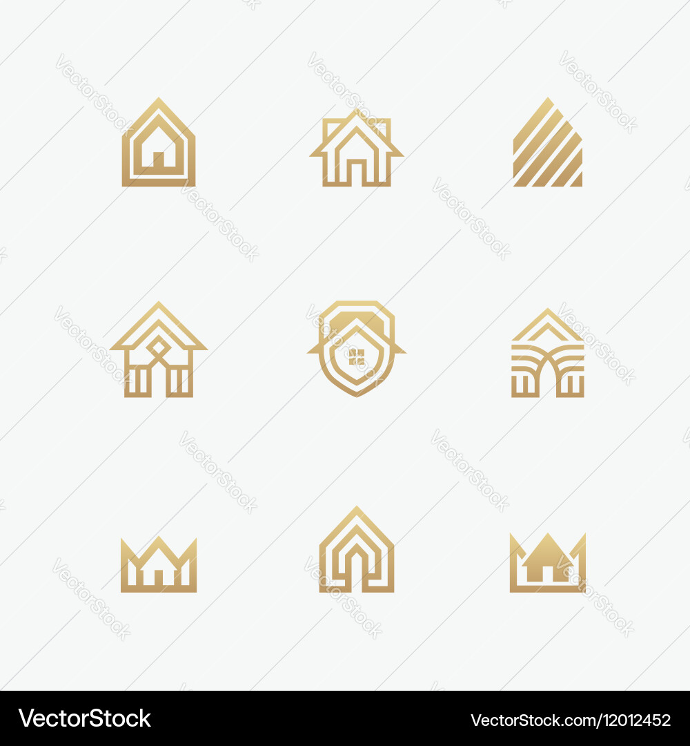 Houses logo set on white background Royalty Free Vector