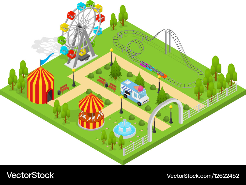 Isometric Amusement Park Royalty Free Vector Image