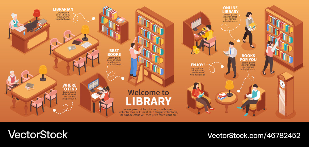 Library infographic set Royalty Free Vector Image