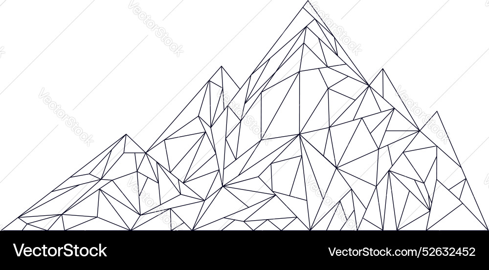 Polygonal mountain outlined Royalty Free Vector Image