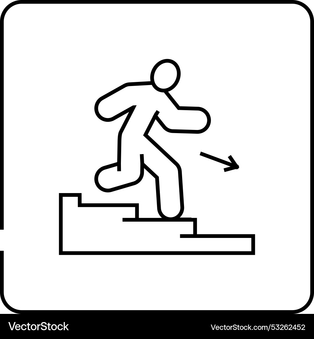 Staircase down evacuation emergency line icon Vector Image
