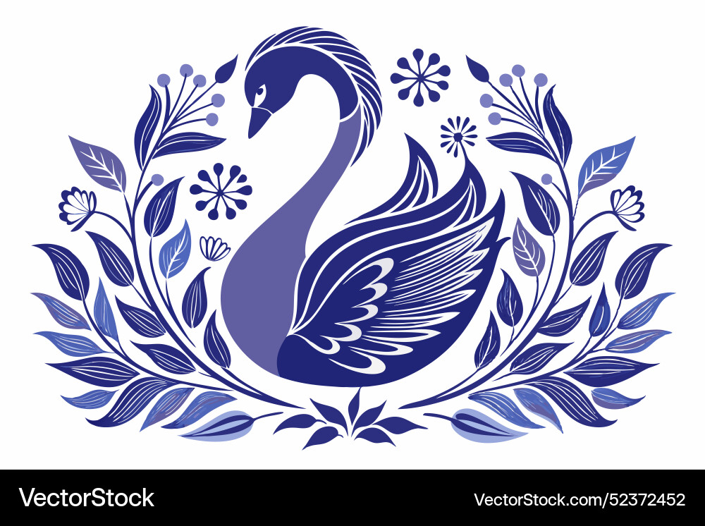 Swan design with fine details d Royalty Free Vector Image