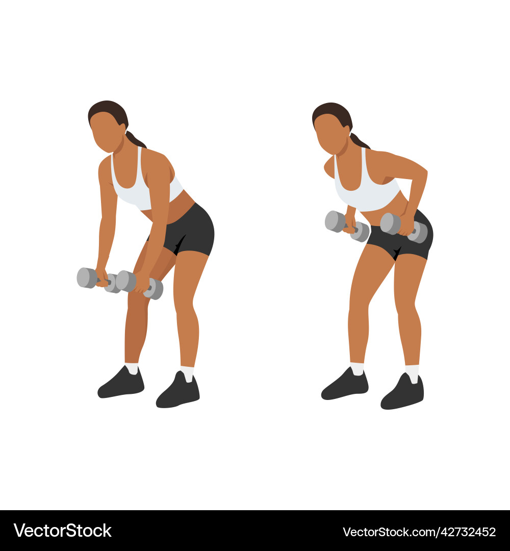 Woman doing dumbbell bent over row exercise Vector Image