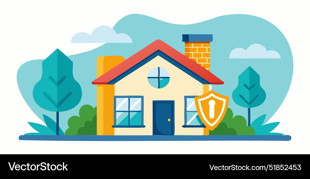 Home protection insurance shield Royalty Free Vector Image