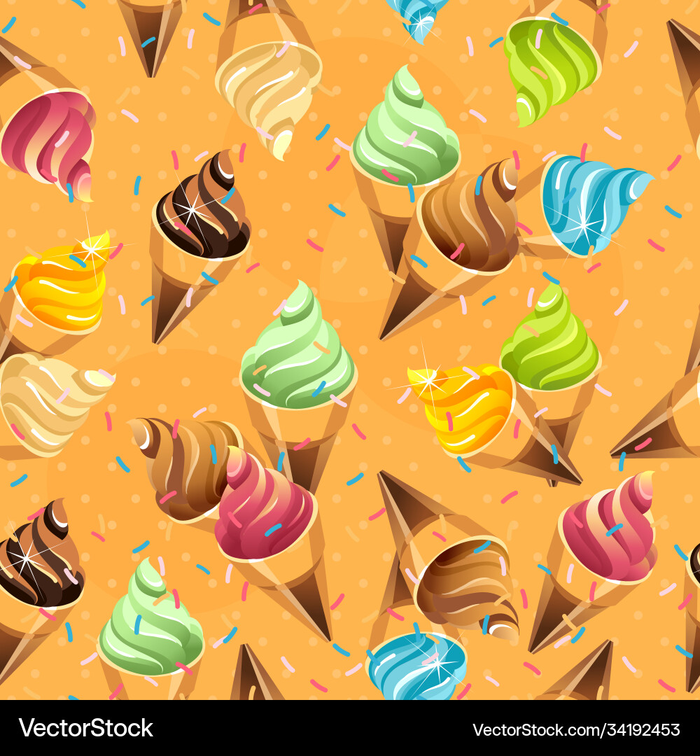 Ice cream cone seamless pattern Royalty Free Vector Image