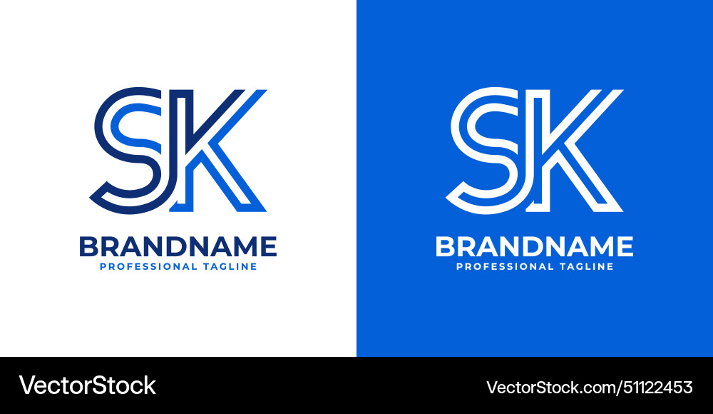 Letters sk line monogram logo suitable Royalty Free Vector