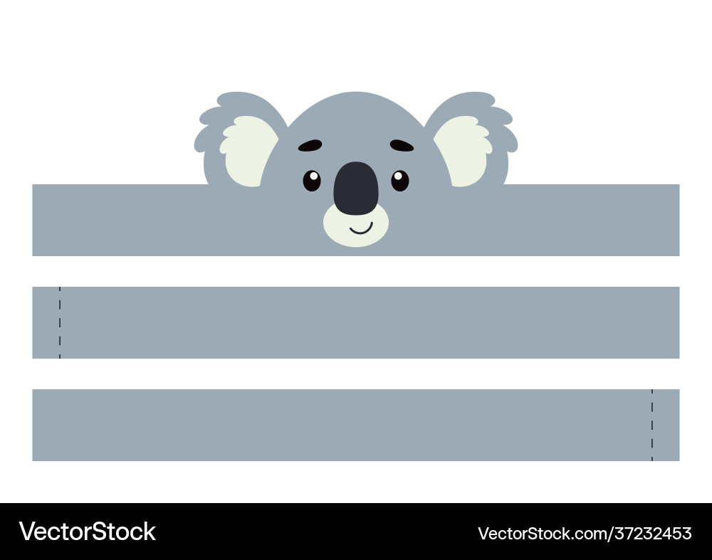 Printable koala paper crown party headband die Vector Image