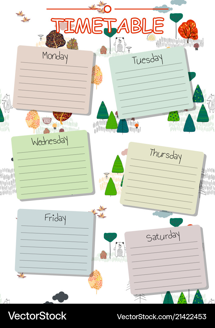 School timetable background for students or pupils