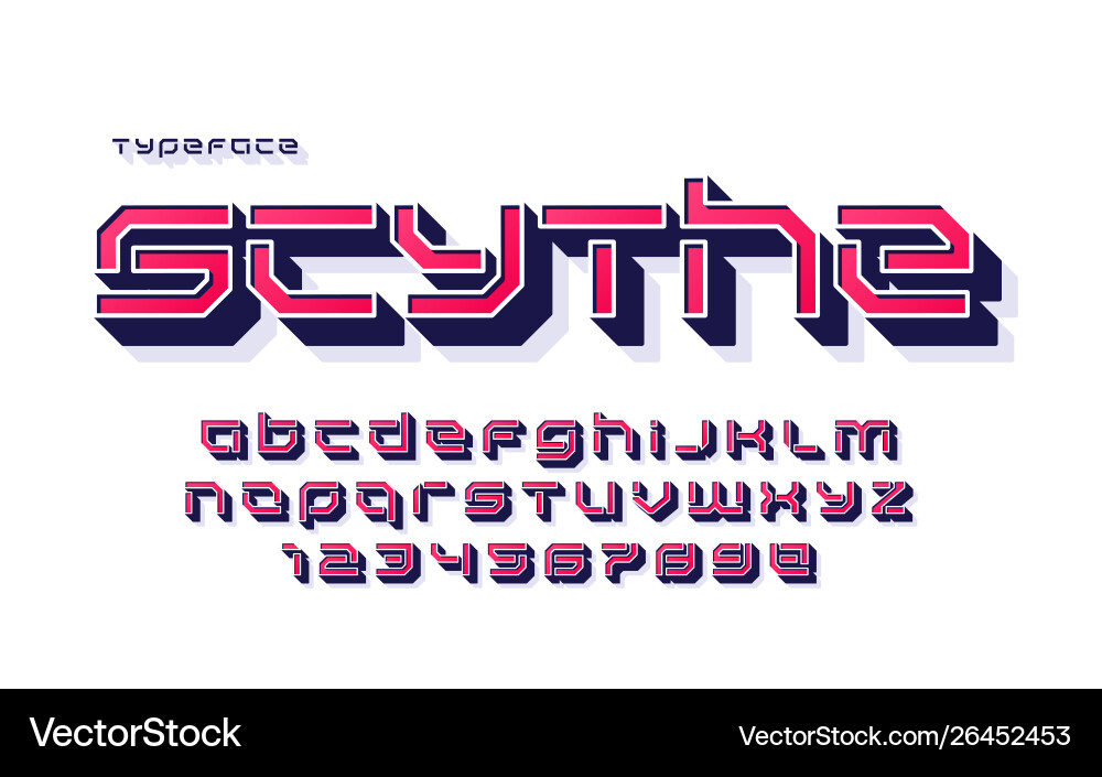 Stencil futuristic sci-fi alphabet Royalty Free Vector Image
