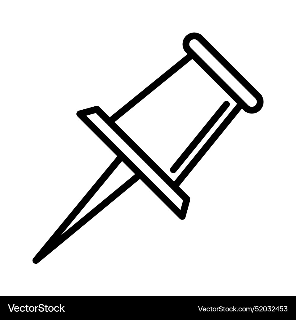 Sticky pin icon linear logo mark in black Vector Image