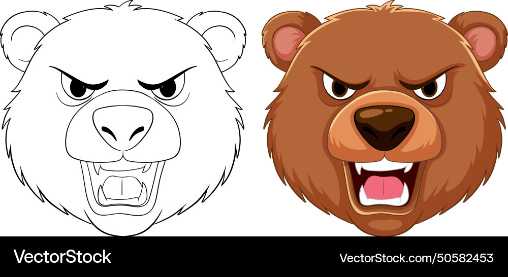 Two cartoon bears showing aggressive expressions Vector Image