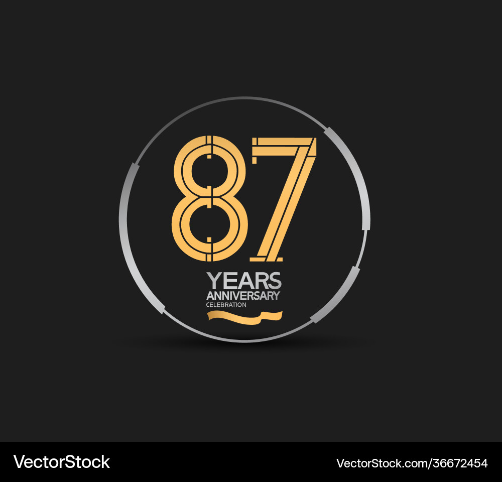 87 years golden anniversary logotype Royalty Free Vector