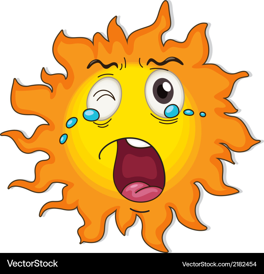 A crying sun Royalty Free Vector Image - VectorStock
