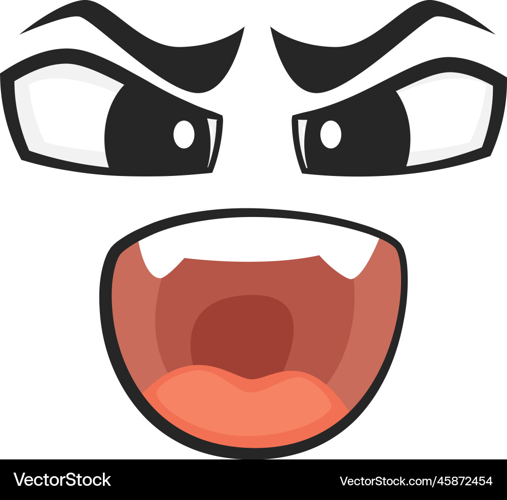 Angry face expression comic emotion shouting Vector Image