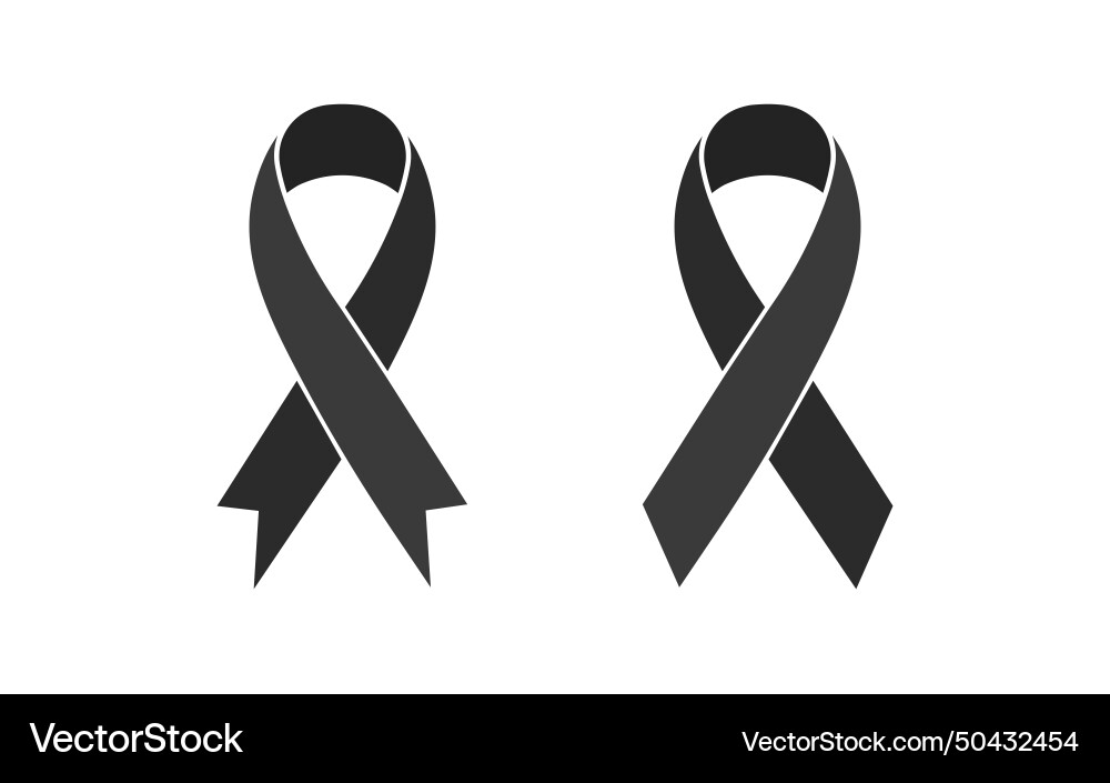 Black awareness ribbon icon set mourning Vector Image