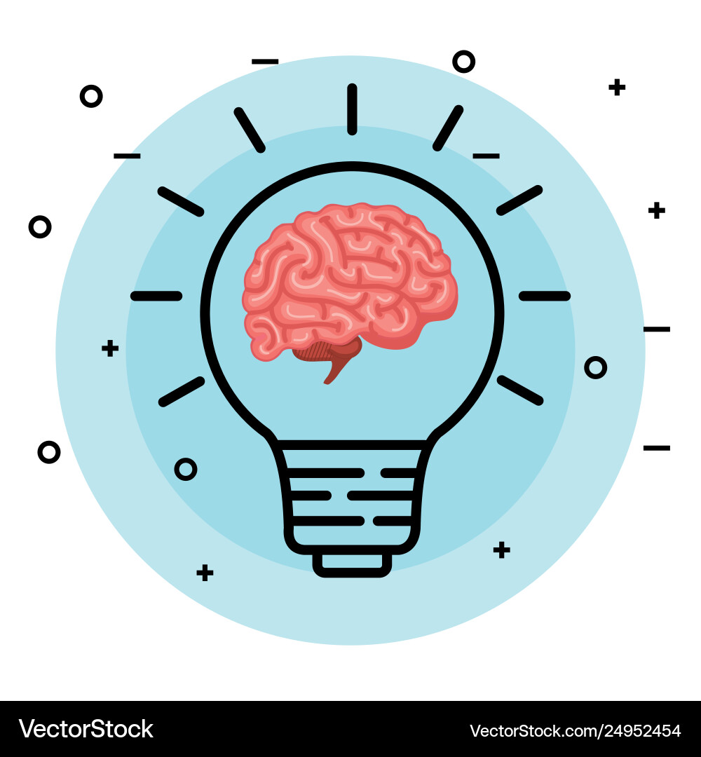 Brain with creative bulb idea to memory Royalty Free Vector