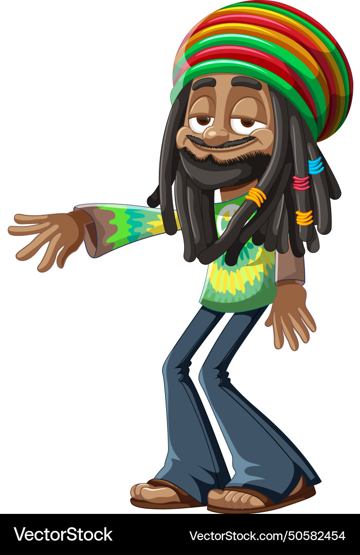 Cartoon rastafarian man gesturing a friendly Vector Image