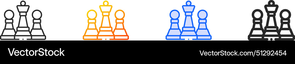 Chess piece iconthin linear gradient blue stroke Vector Image