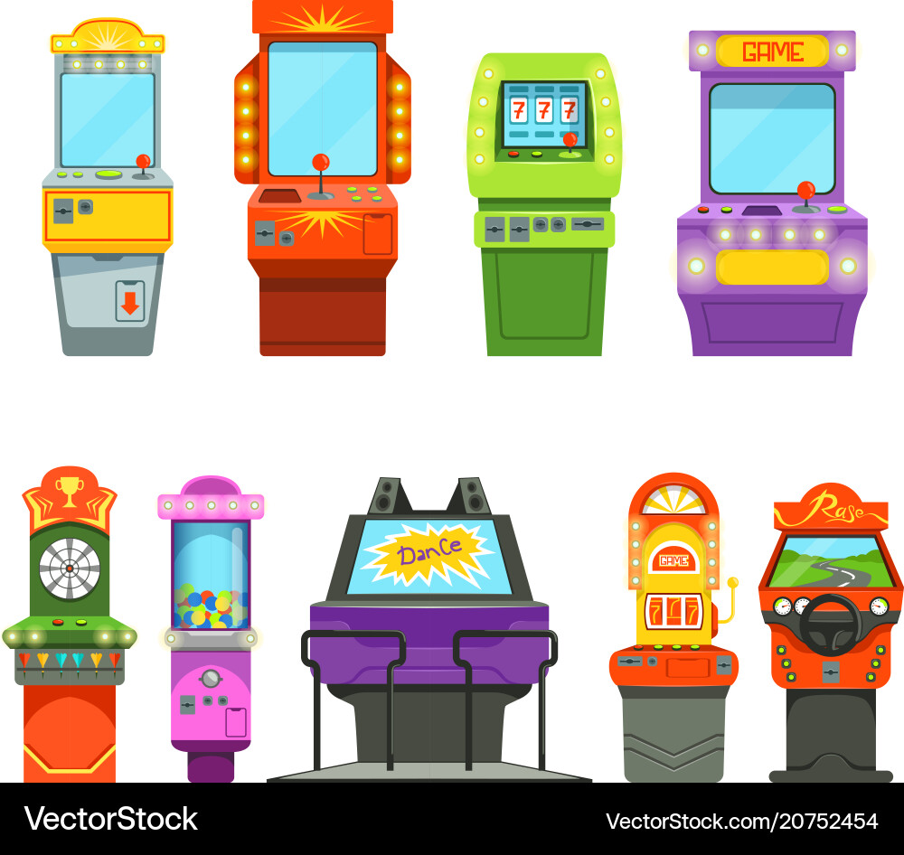 Colored of games machines Royalty Free Vector Image