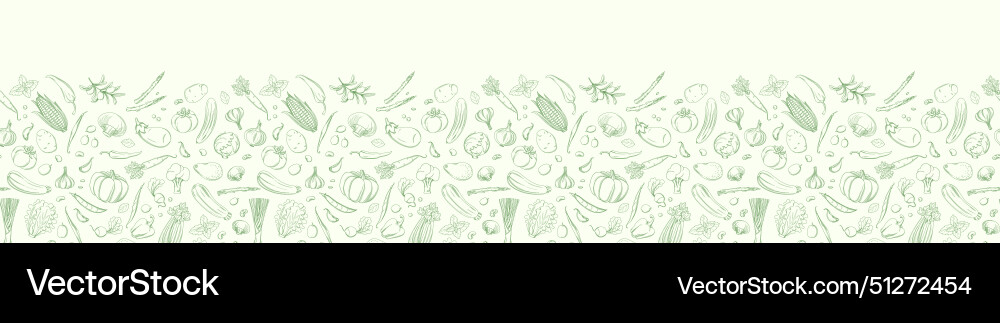 Farm fresh organic vegetable sketch border pattern