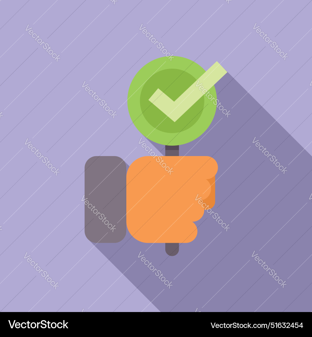 Hand holding green check mark sign representing Vector Image