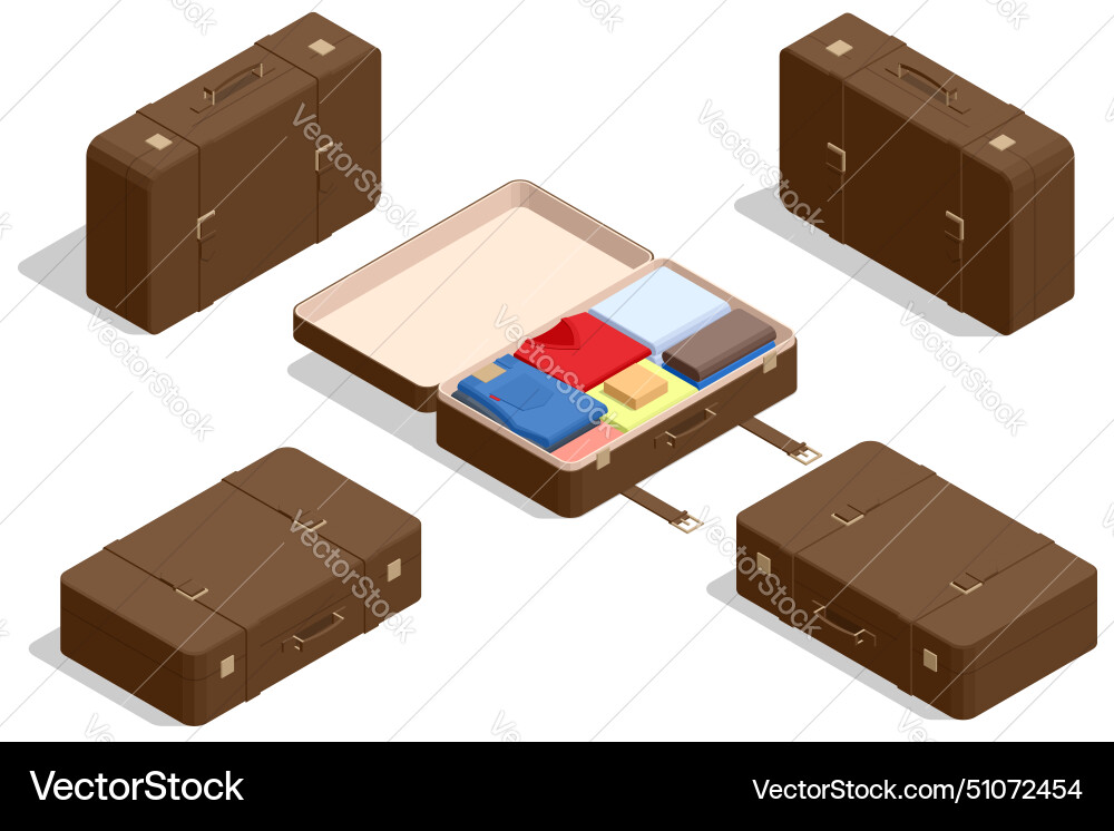 Isometric luggage or baggage for travel Royalty Free Vector