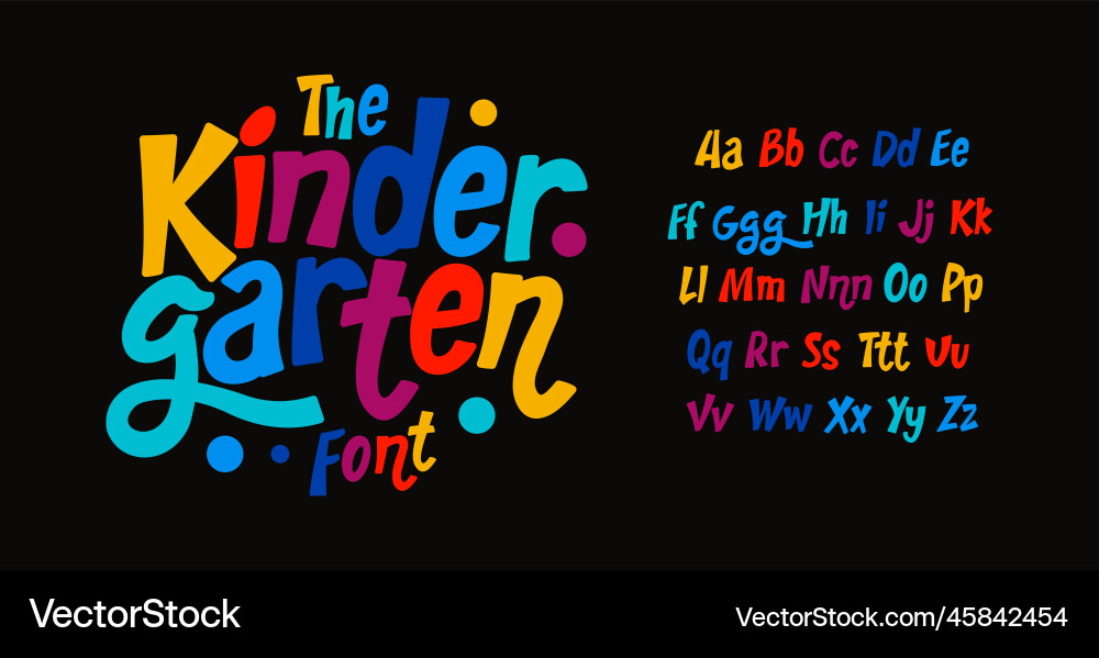Kindergarten colorful alphabet kid colored sans Vector Image